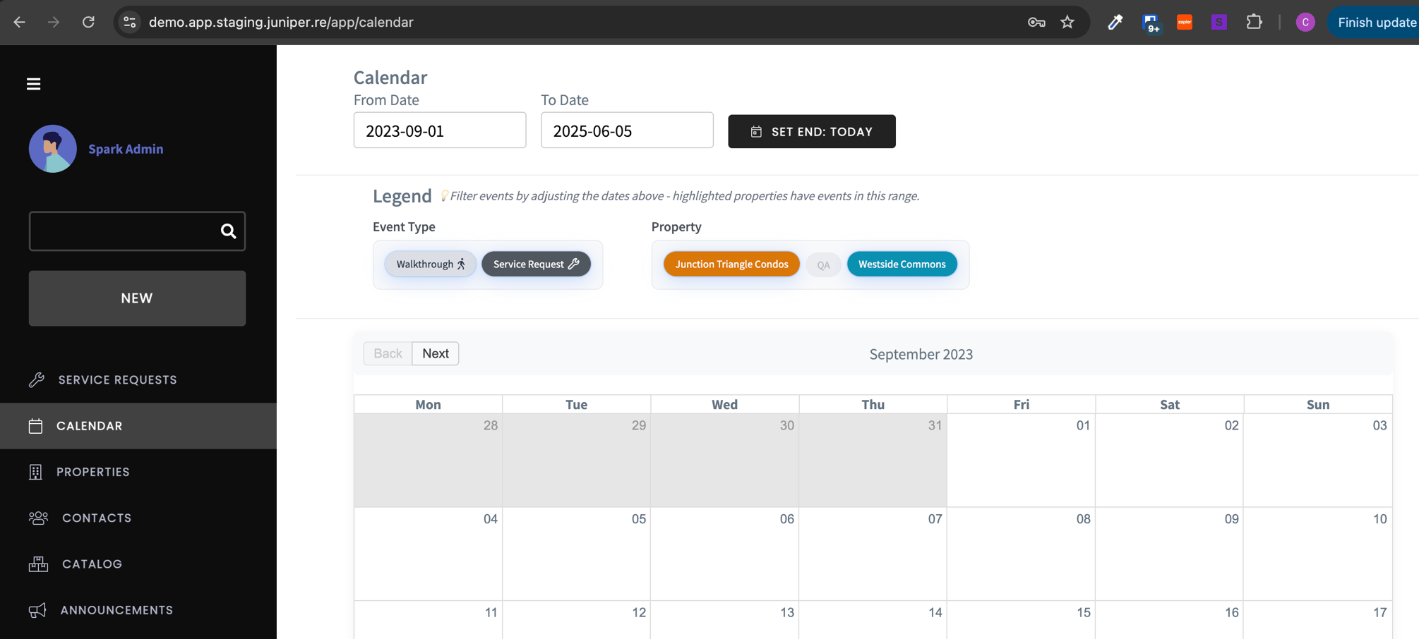 Using the Calendar (Juniper)